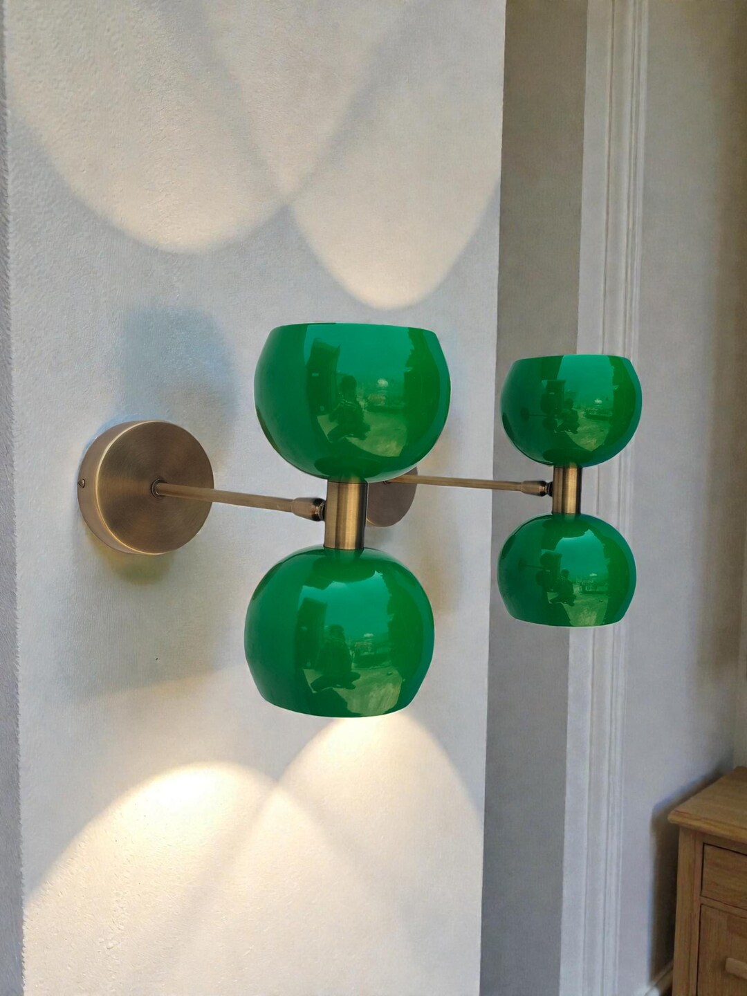 Midcentury Green Diabolo Brass Wall Light - Etsy