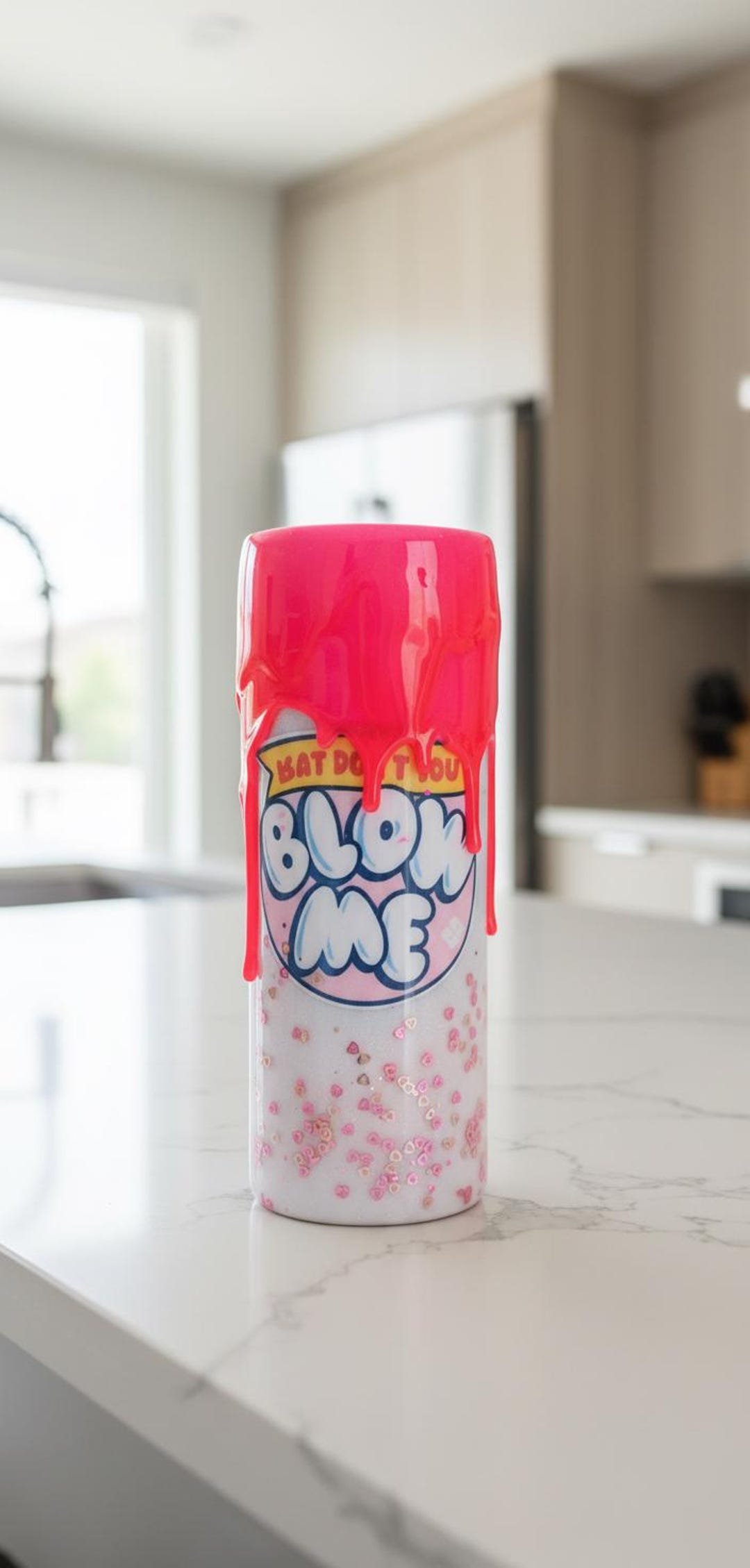Funny Bubble Gum Wrapper Tumbler: Hot Pink Glitter Drip Epoxy Cup - Etsy