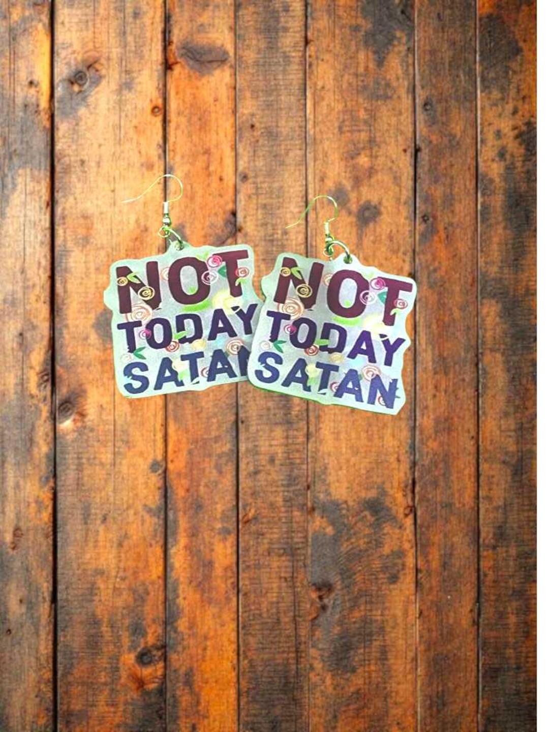 White Pink and Blue Not Today Satan Earrings: Handmade Gothic Witchy ...