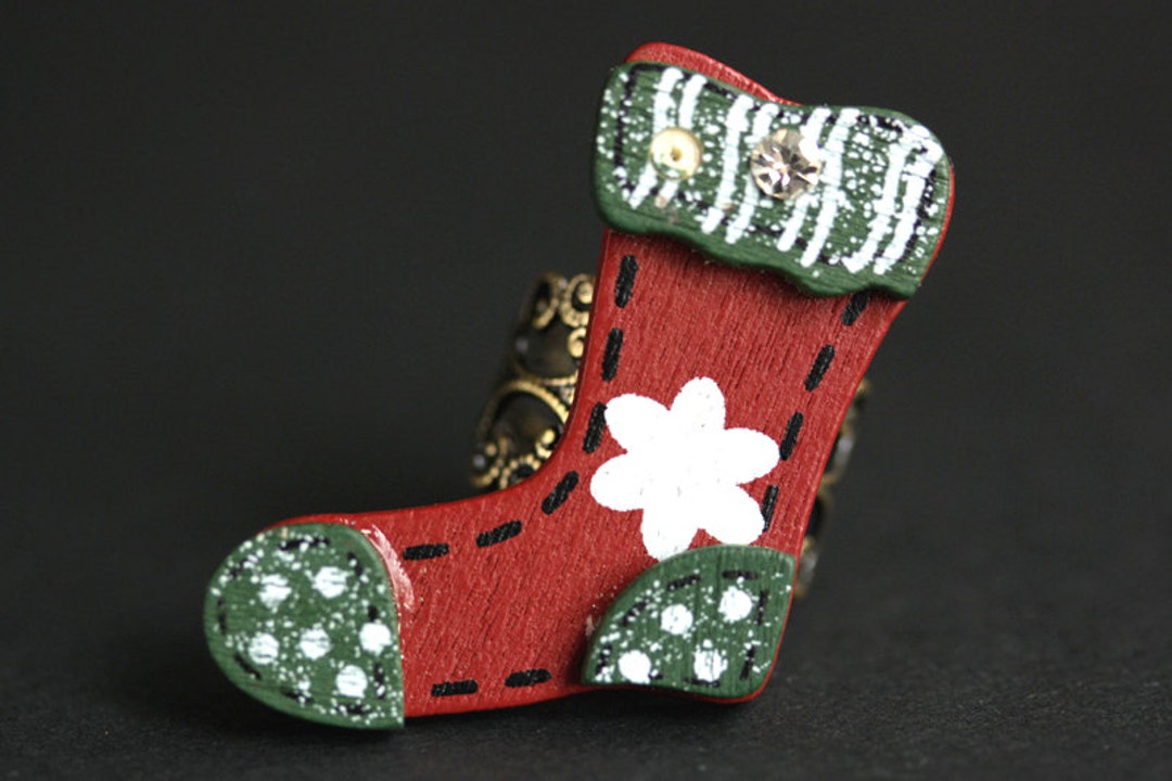 Christmas Stocking Ring. Holiday Ring. Christmas Jewelry. Christmas ...