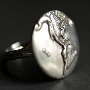 Earth Ring. World Ring. Pewter Button Ring. Planet Earth Ring ...