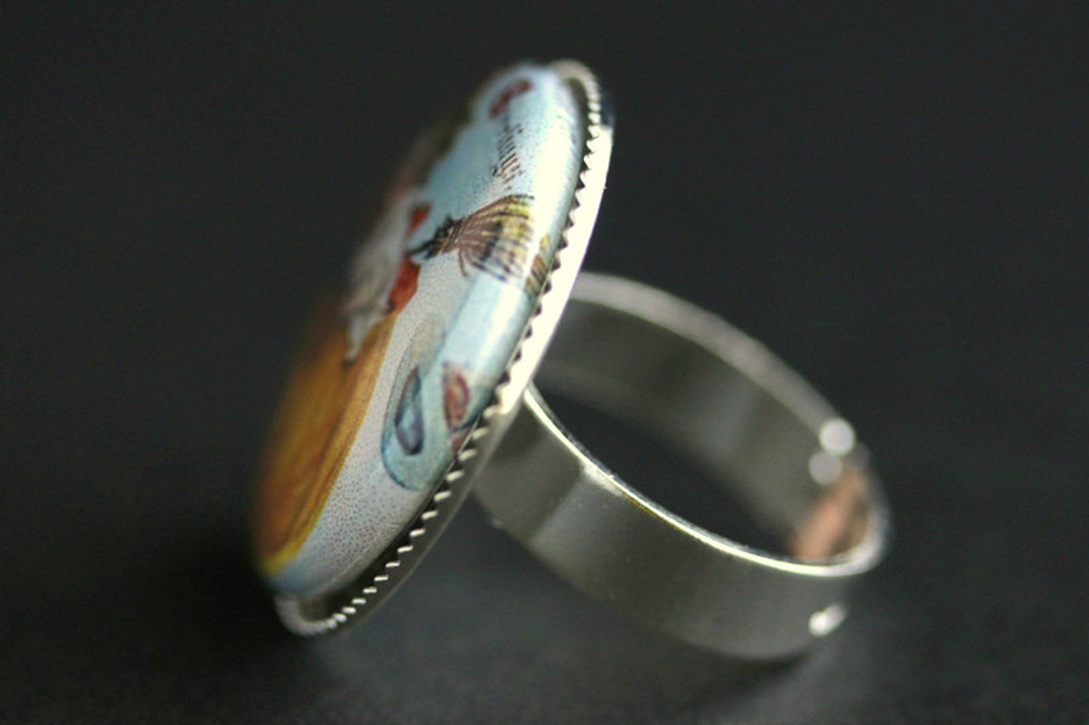 Halloween Ring. Pumpkin Ring. Novelty Ring. Vintage Print Button Ring ...