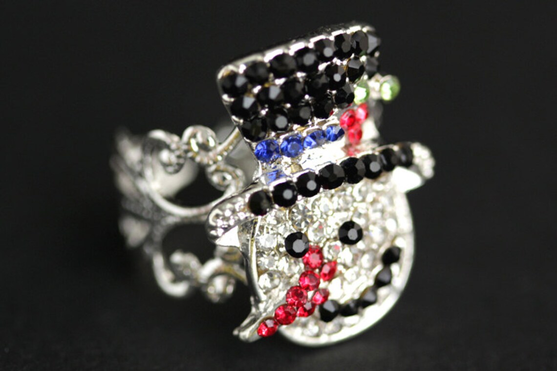Rhinestone Snowman Ring. Rhinestone Ring. Christmas Ring. | Etsy