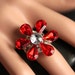 Red Flower Ring. Christmas Flower Ring. Holiday Ring. Red Christmas ...