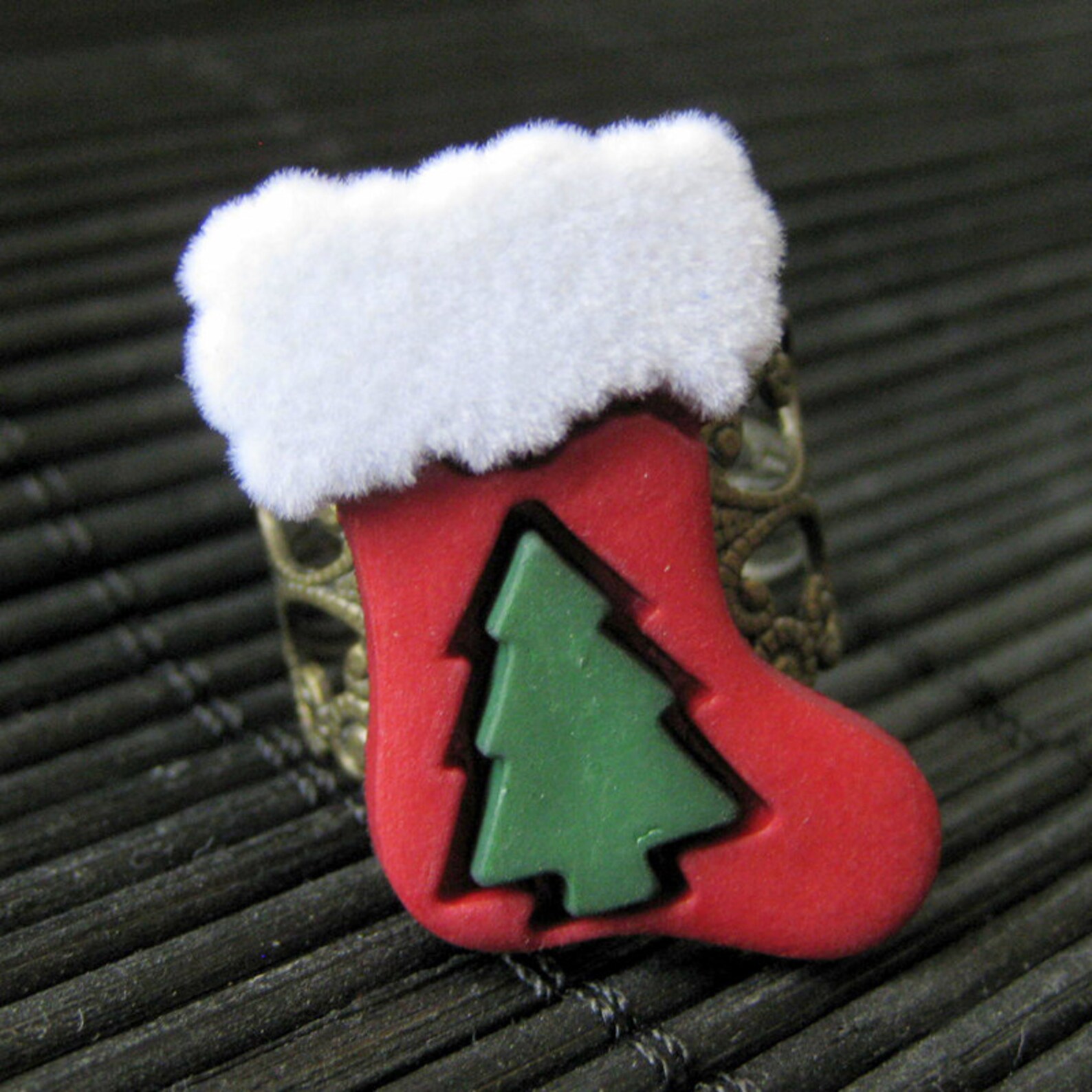 Christmas Ring. Holiday Ring. Stocking Ring With Christmas - Etsy