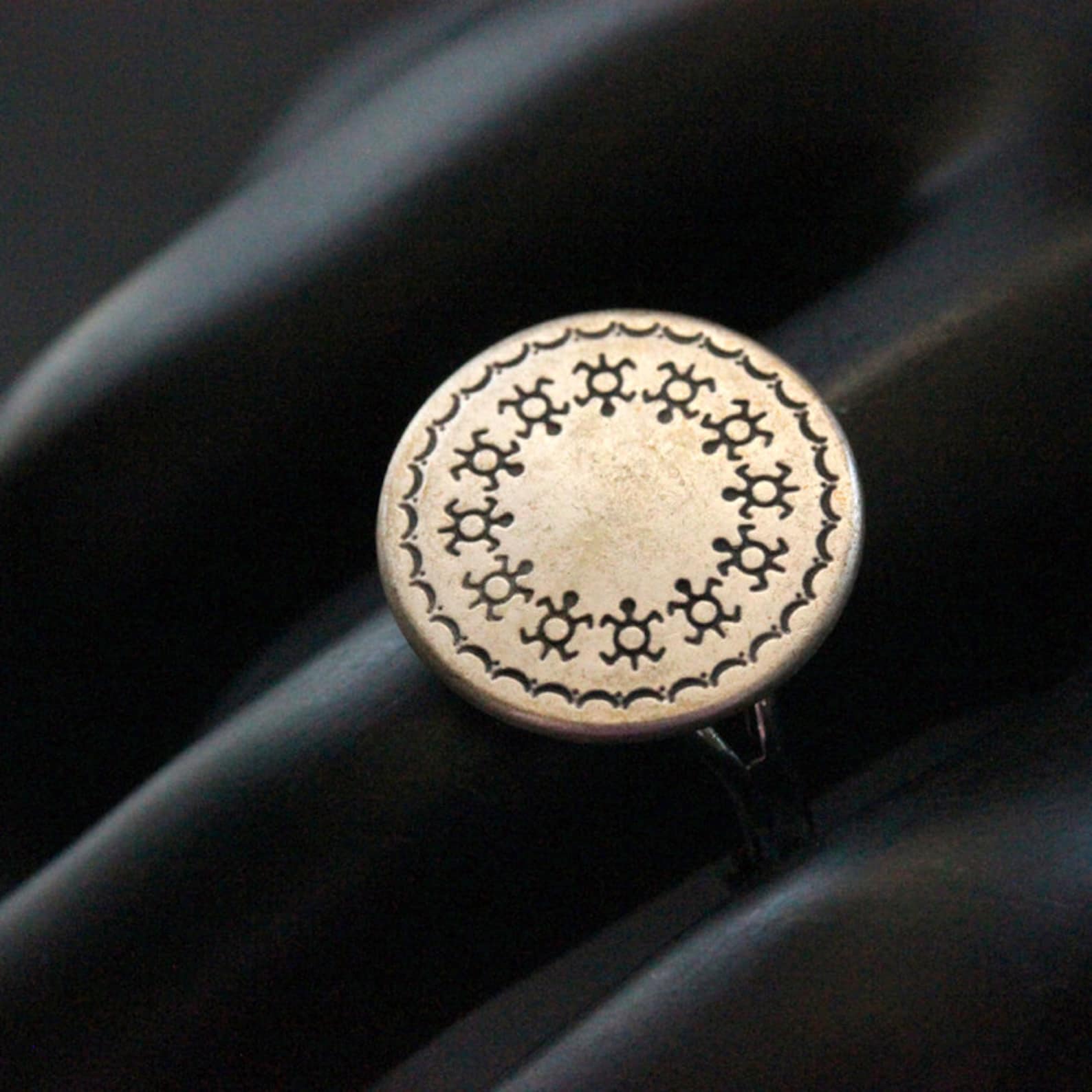 Native Turtle Ring. Circle of Turtles Ring. Silver Button Ring With ...