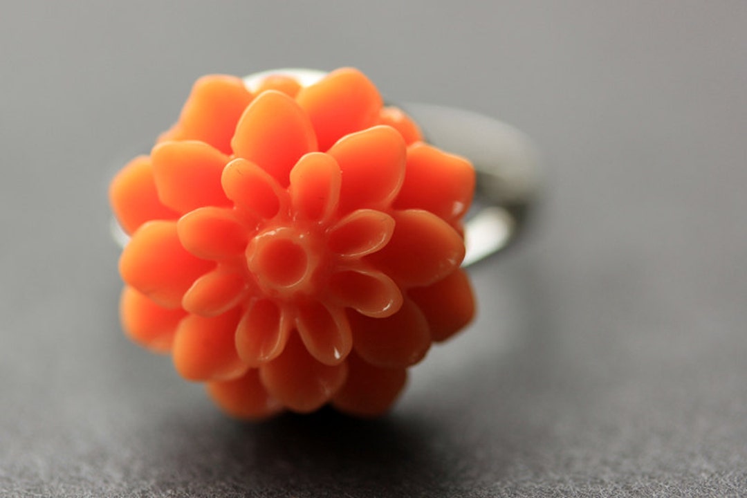 Orange Mum Flower Ring. Orange Chrysanthemum Ring. Orange Flower Ring ...