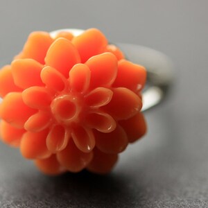 Orange Mum Flower Ring. Orange Chrysanthemum Ring. Orange Flower Ring. Orange Ring. Adjustable ...