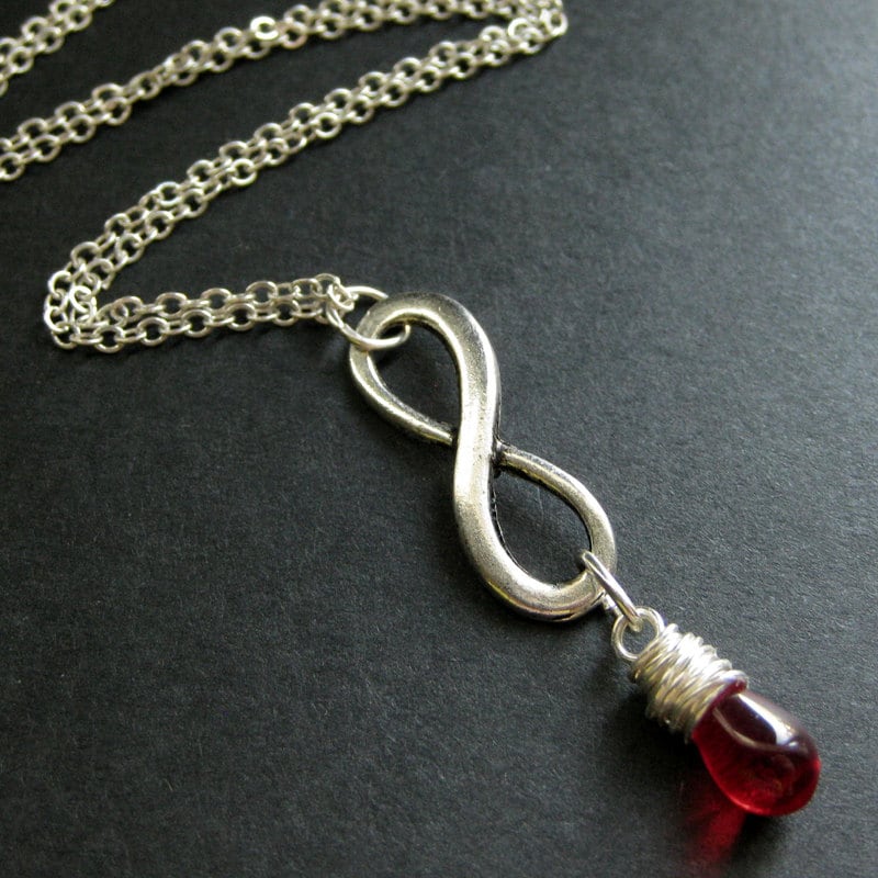 Silver Infinity Necklace. Infinity Charm Necklace. Teardrop Necklace ...