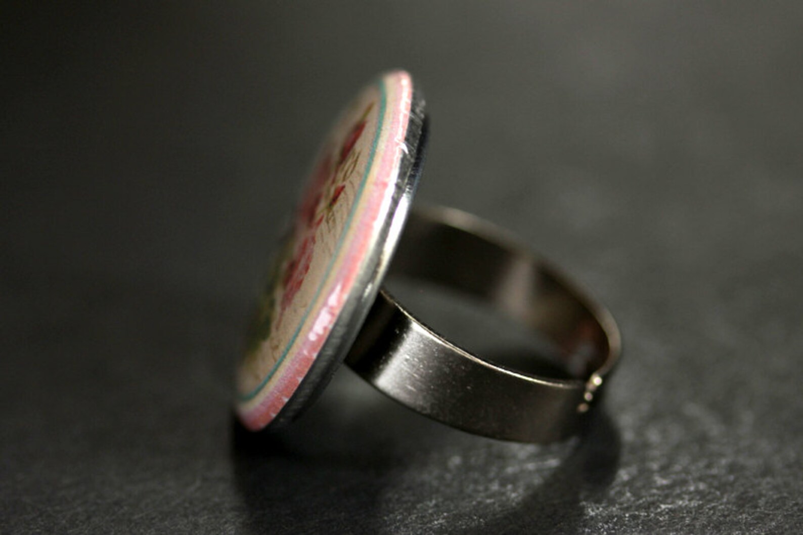 Butterfly Ring. Rose Bush Ring. Nature Ring. Graphic Button Ring. Pink ...