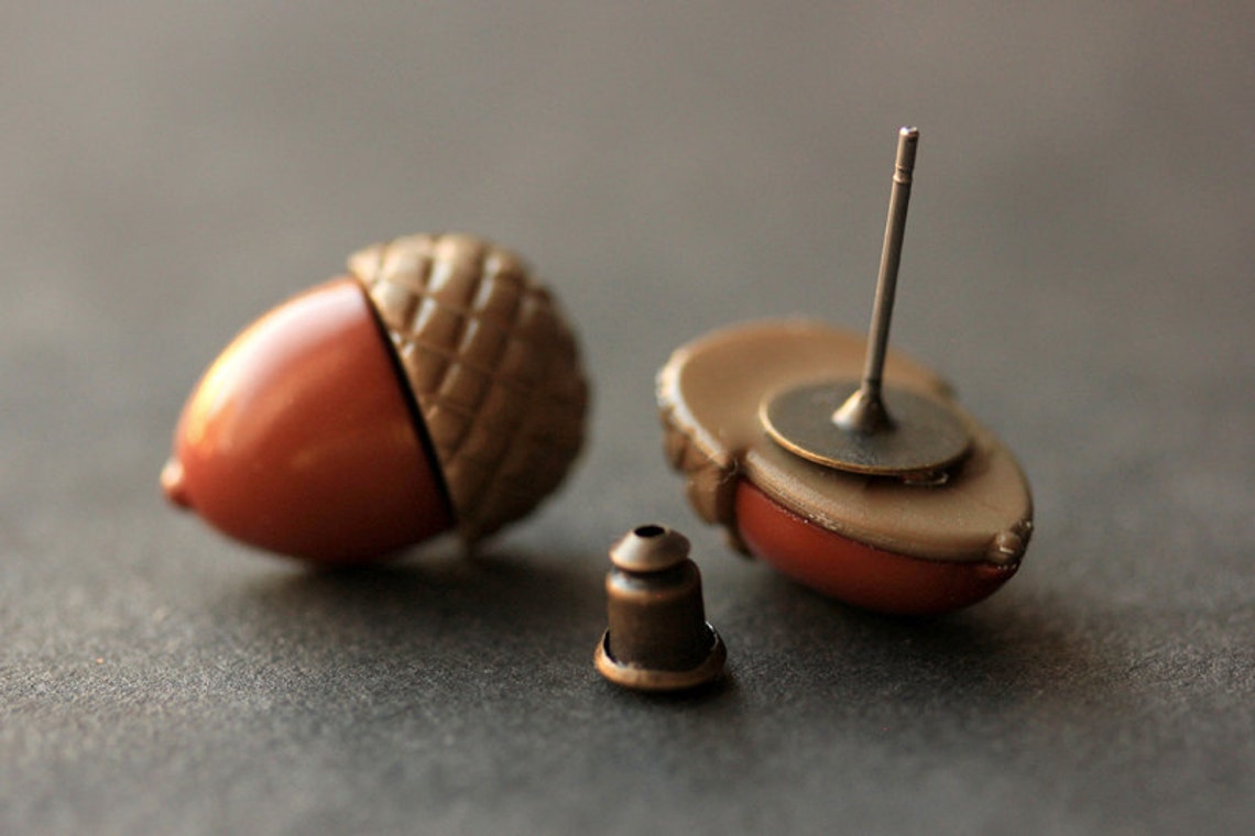 Acorn Earrings. Acorn Jewelry. Bronze Stud Earrings. Autumn Earrings ...