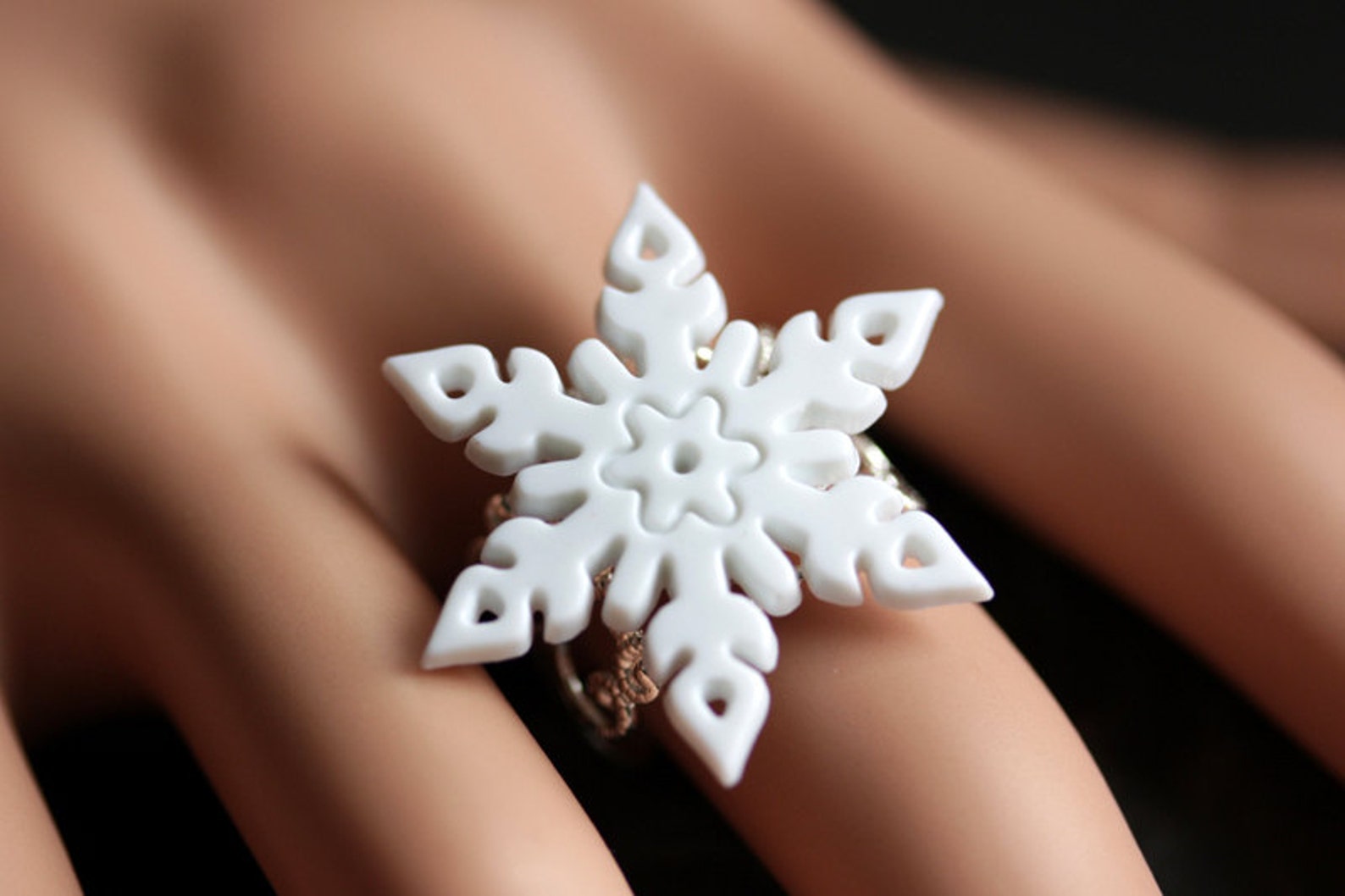 Snowflake Ring. White Snowflake Christmas Ring. Snow Flake | Etsy