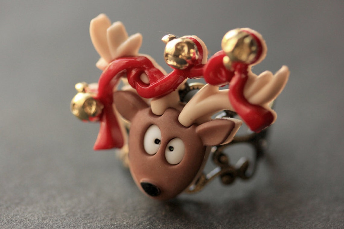 Reindeer Ring. Holiday Ring. Santa's Reindeer Ring. - Etsy