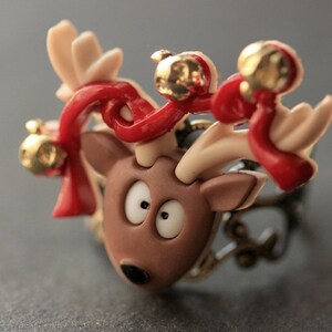 Reindeer Ring. Holiday Ring. Santa's Reindeer Ring. Christmas Jewelry ...