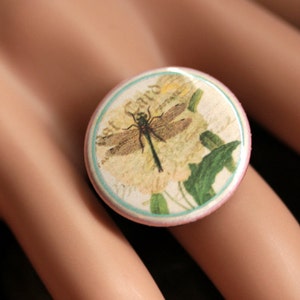 Brown Dragonfly Ring. Bug Ring. Insect Ring. Yellow Ring. Graphic ...