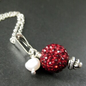 Red Kissing Ball Necklace. Red Necklace. Red Rhinestone Necklace With ...