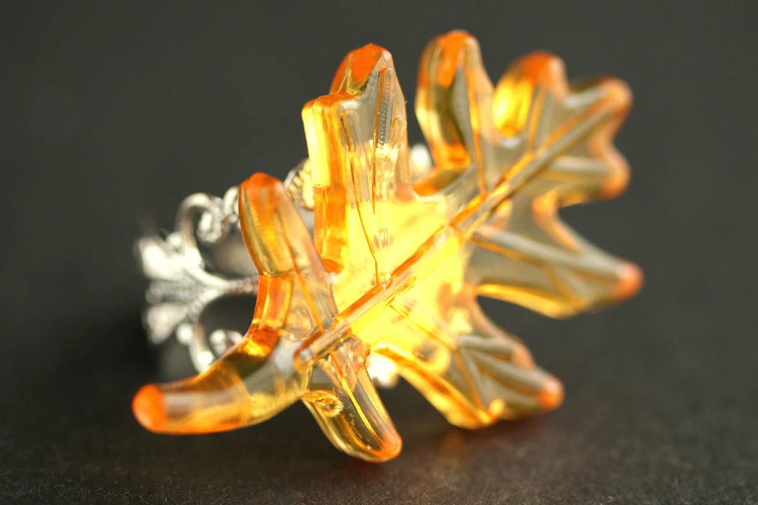 Yellow Oak Leaf Ring. Autumn Leaf Ring. Fall Leaves Filigree Ring ...