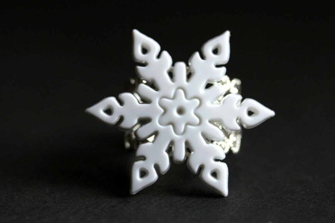 Snowflake Ring. White Snowflake Christmas Ring. Snow Flake | Etsy