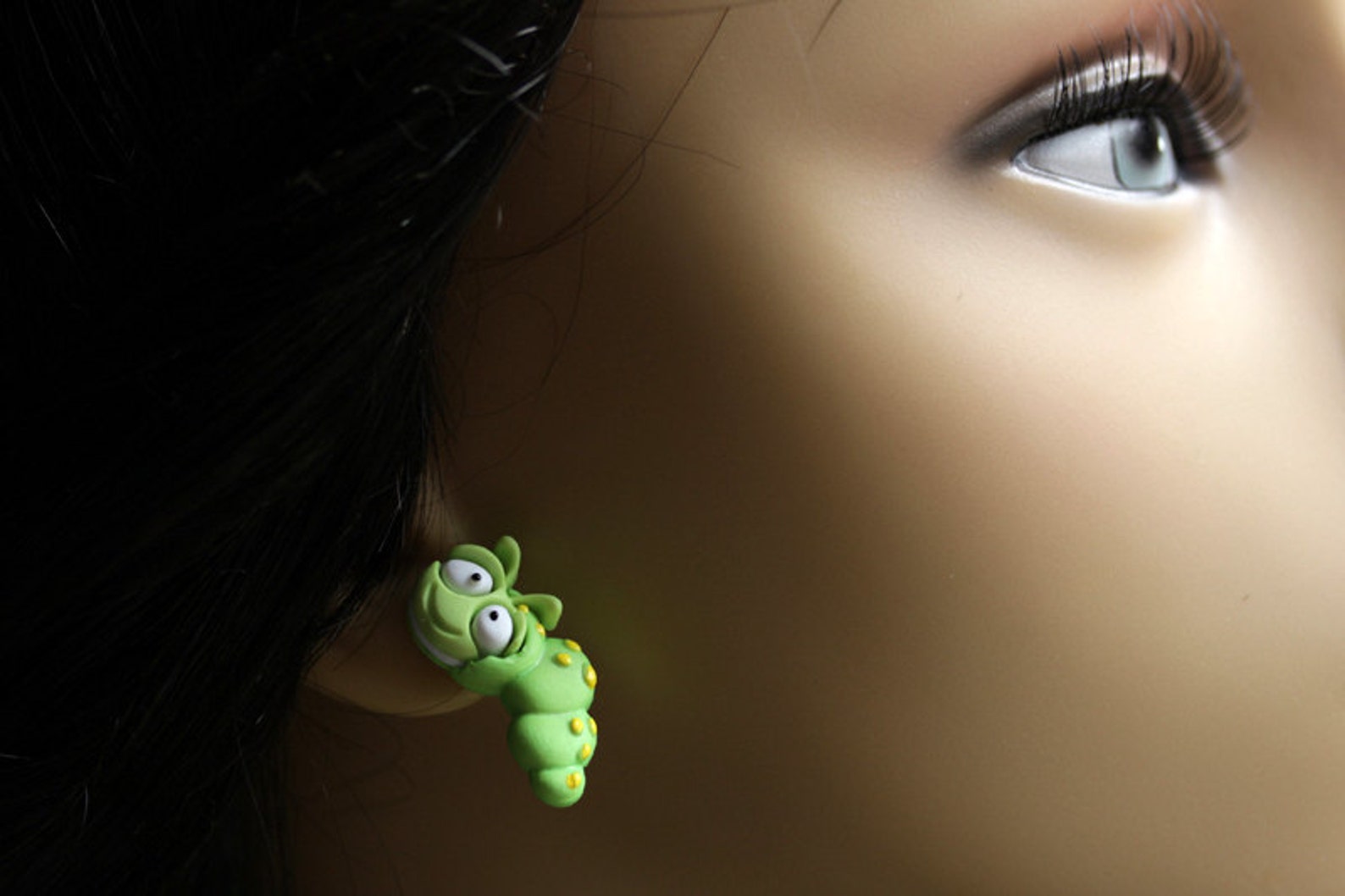 Bug Earrings. Green Caterpillar Bug Button Earrings. Bug | Etsy