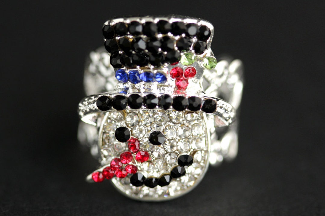 Rhinestone Snowman Ring. Rhinestone Ring. Christmas Ring. Holiday ...