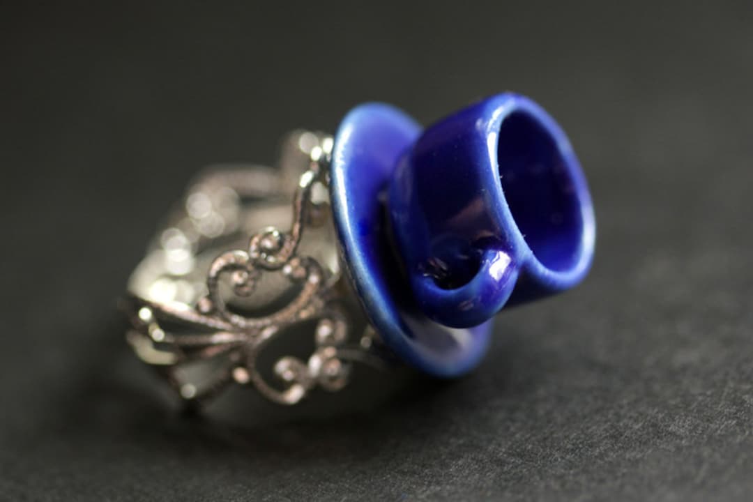 Cobalt Blue Teacup Ring. China Cup Ring. Miniature Tea Cup Ring. Royal ...