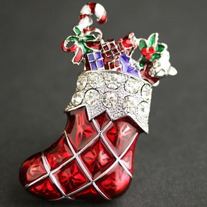 Christmas Stocking Ring. Holiday Ring. Enameled Christmas Ring With ...