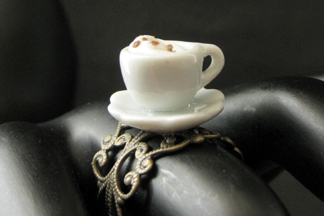 Latte Ring. Cappuccino Ring. White Teacup Ring With Steamed Cream ...