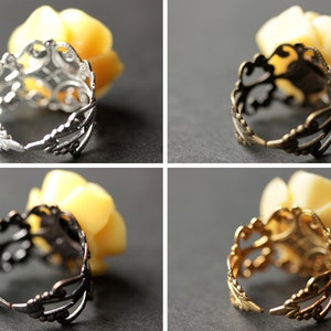 Yellow Rose Ring. Yellow Flower Ring. Gold Ring. Silver Ring. Bronze ...