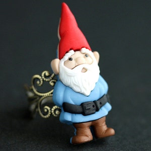 Garden Gnome Ring. Red and Blue Ring. Santa Elf Ring. Bronze Ring ...