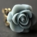 Gray Blue Rose Ring. Blue Grey Flower Ring. Gold Ring. Silver - Etsy