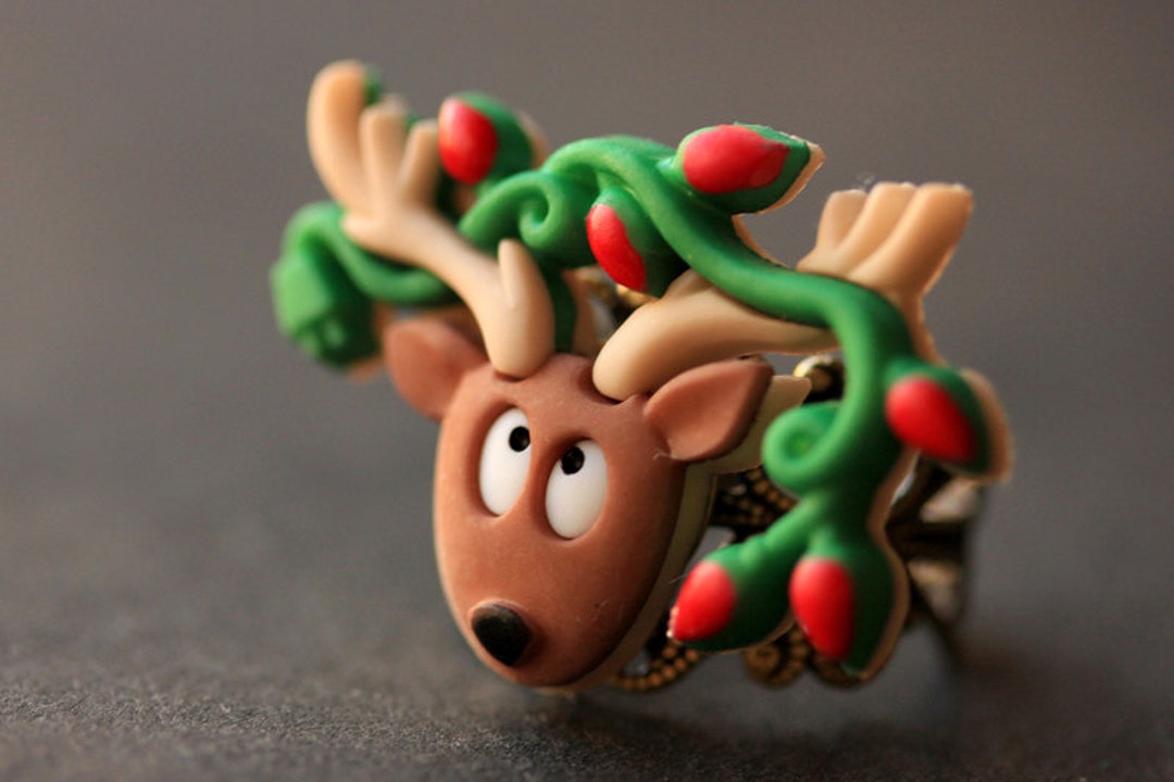 Santa's Reindeer Ring. Holiday Ring. Deer Ring. Christmas Ring. Holiday ...
