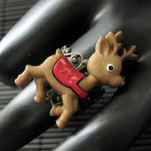 Christmas Ring. Santa's Reindeer Holiday Ring. Deer Ring. Adjustable ...