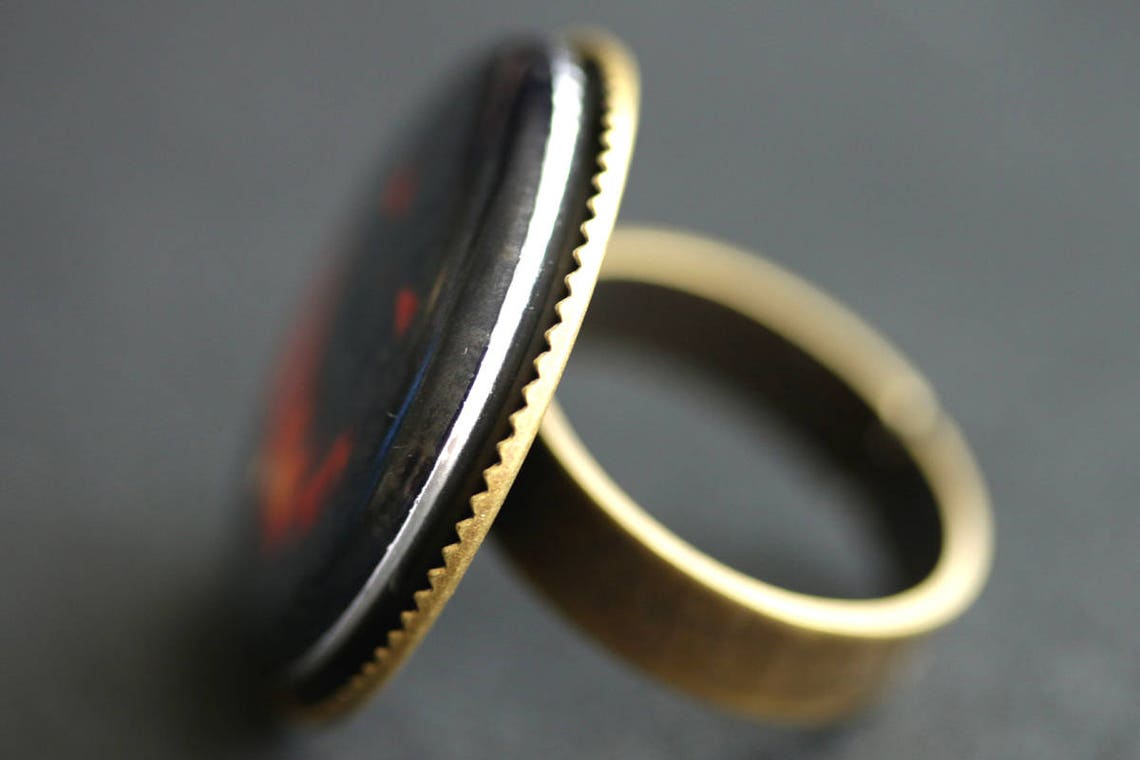 Halloween Ring. Scary Jack O Lantern Face Ring. Graphic Button - Etsy