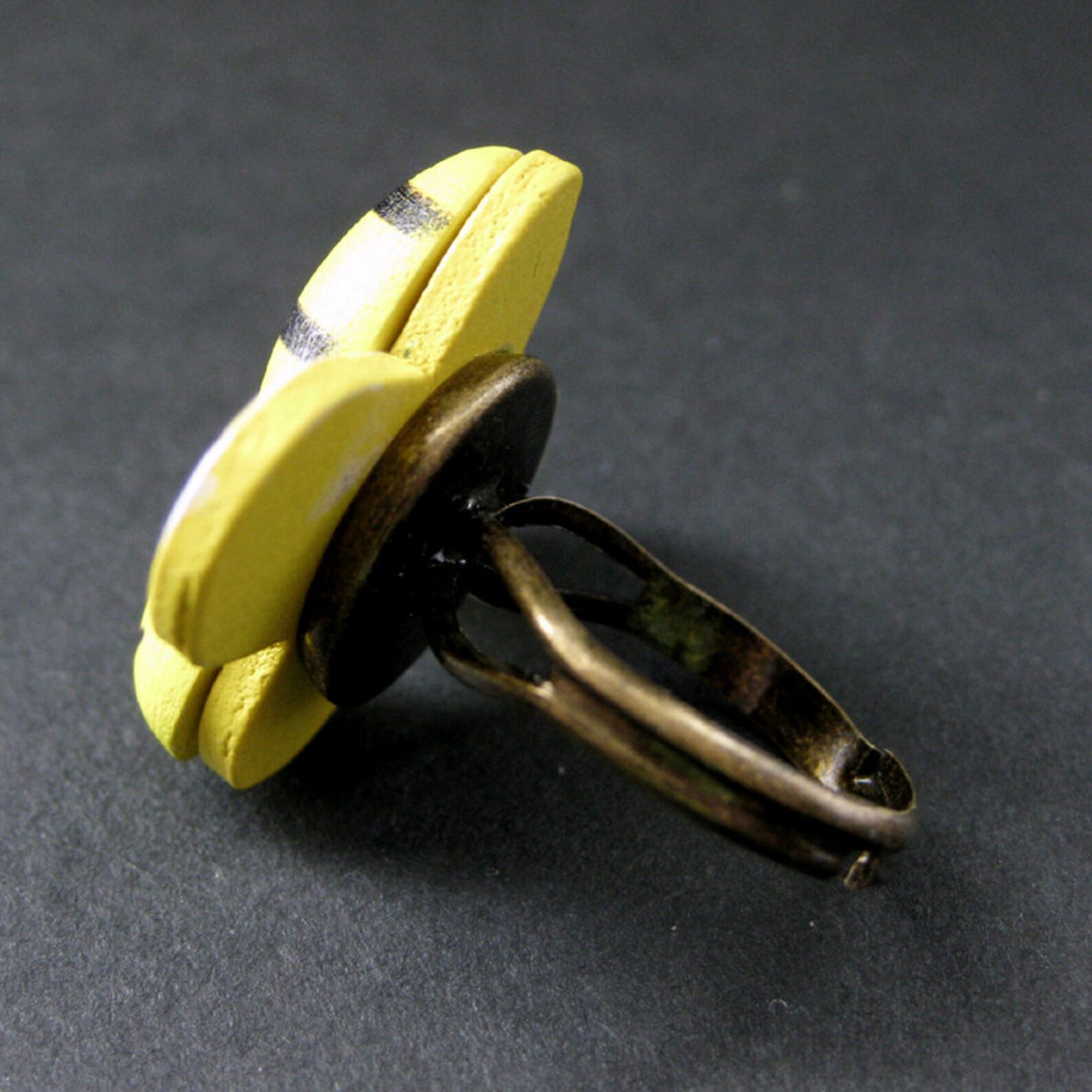 Bumblebee Ring. Yellow Bumble Bee Ring in Bronze. Adjustable Ring ...