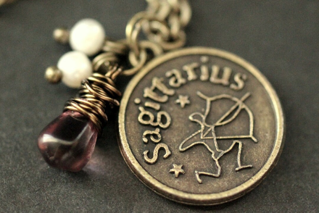 Sagittarius Astrology Necklace. Zodiac Necklace With Glass Teardrop and ...