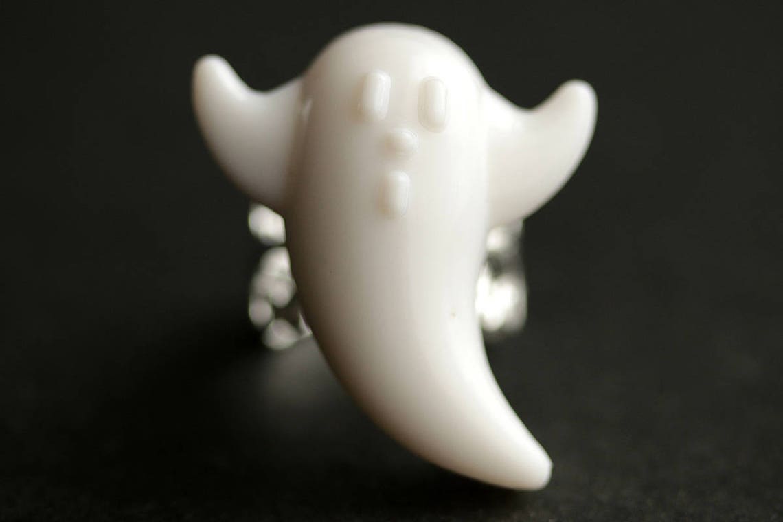 Spooky Ghost Ring. Halloween Ring. Filigree Ring. Adjustable Ring. Gold ...