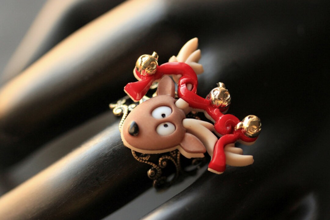 Reindeer Ring. Holiday Ring. Santa's Reindeer Ring. Christmas Jewelry ...