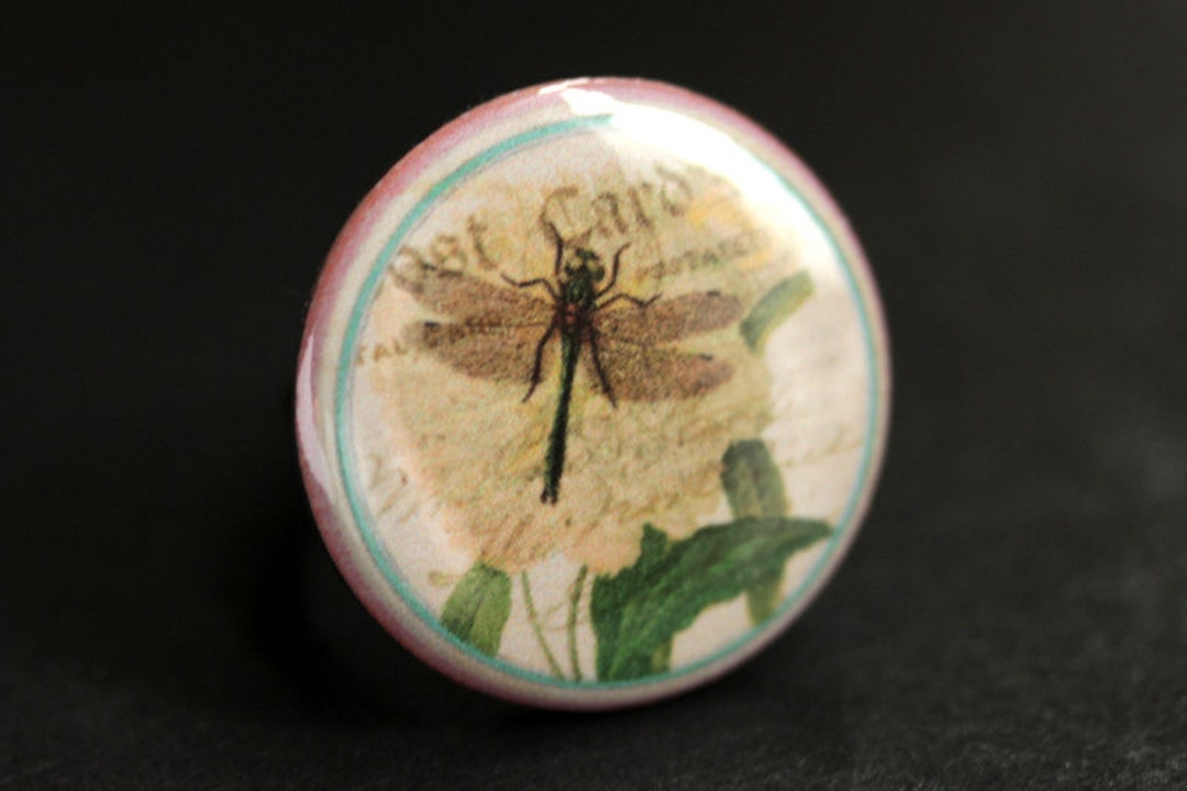 Brown Dragonfly Ring. Bug Ring. Insect Ring. Yellow Ring. Graphic ...