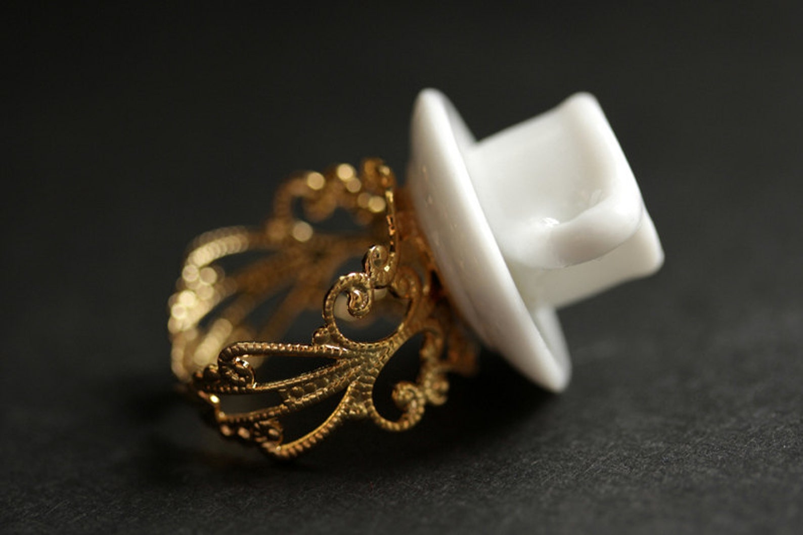 Coffee Cup Ring. Porcelain Cup and Saucer Ring. White Cup - Etsy