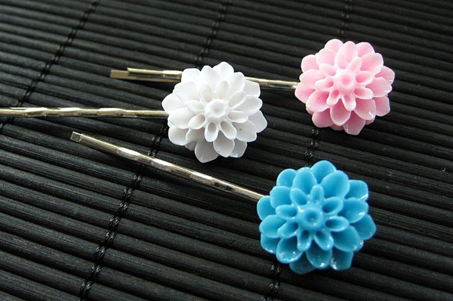 Baby Shower Inspired Mum Flower Hair Pins in Pink, Blue and White ...
