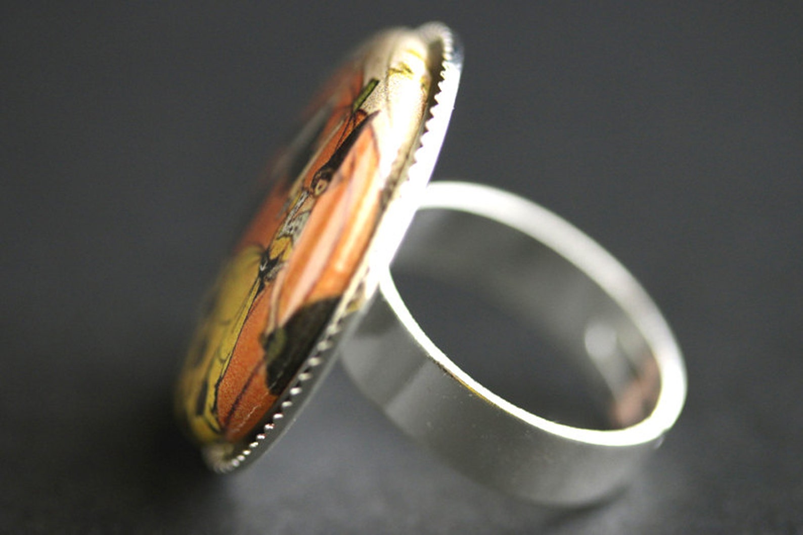 Halloween Ring. Masquerade Ring. Yellow and Orange Ring. Novelty Ring ...