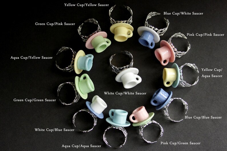 Teacup Ring. Mix and Match Coffee Cup Ring. Tea Cup Ring. Silver Ring ...