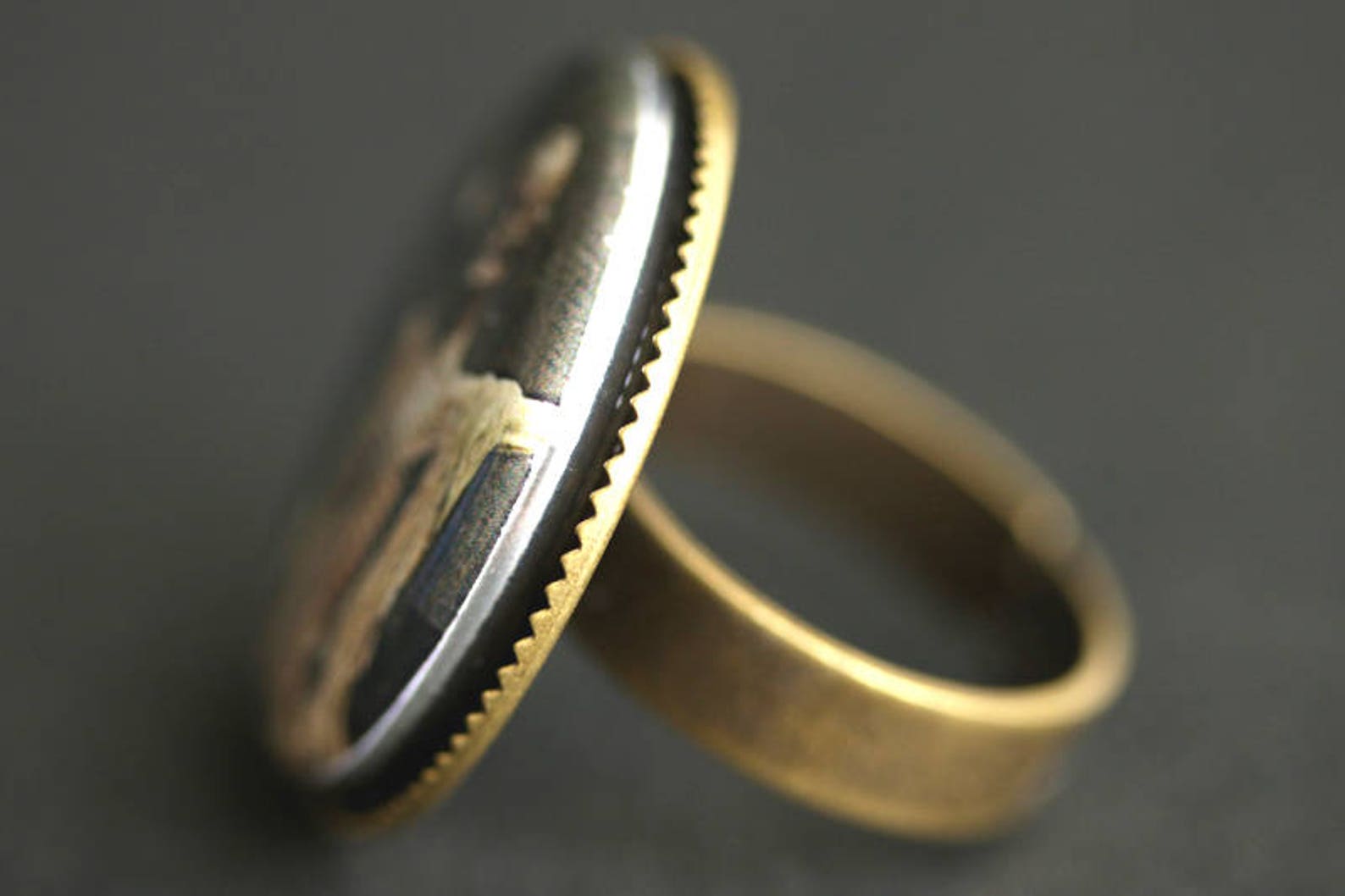 Creepy Skeleton Ring. Goth Print Button Ring. Zombie Ring. | Etsy