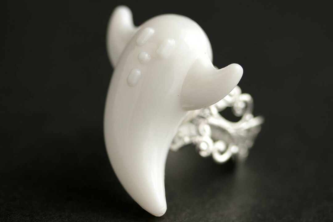 Spooky Ghost Ring. Halloween Ring. Filigree Ring. Adjustable Ring. Gold ...