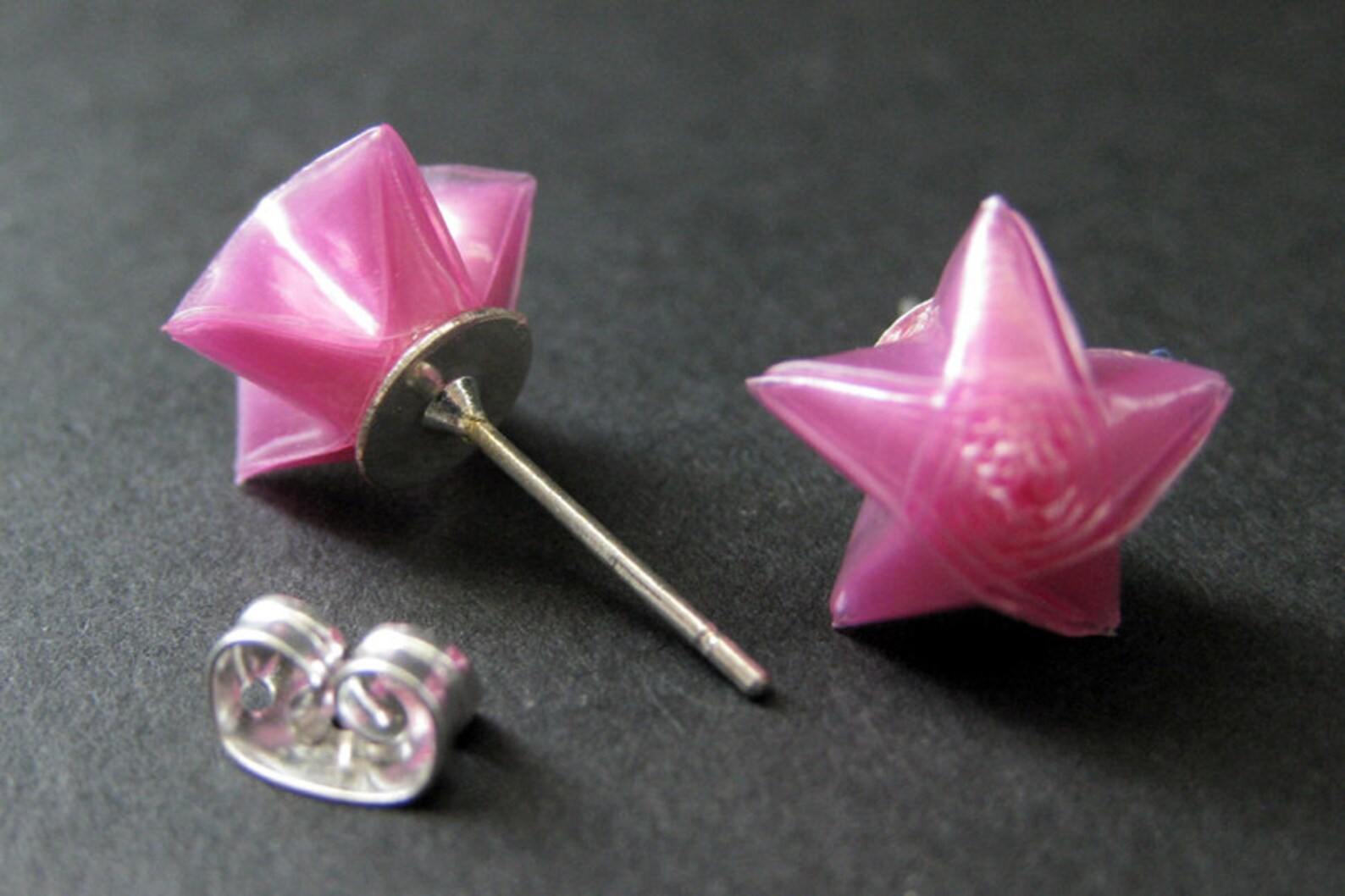 Pink Origami Star Earrings. Hot Pink Star Earrings. Origami - Etsy