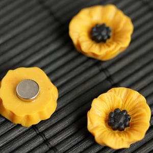 Orange Poppy Flower Magnets. Set of Three Refrigerator Magnets. Orange ...