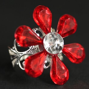 Red Flower Ring. Christmas Flower Ring. Holiday Ring. Red Christmas ...