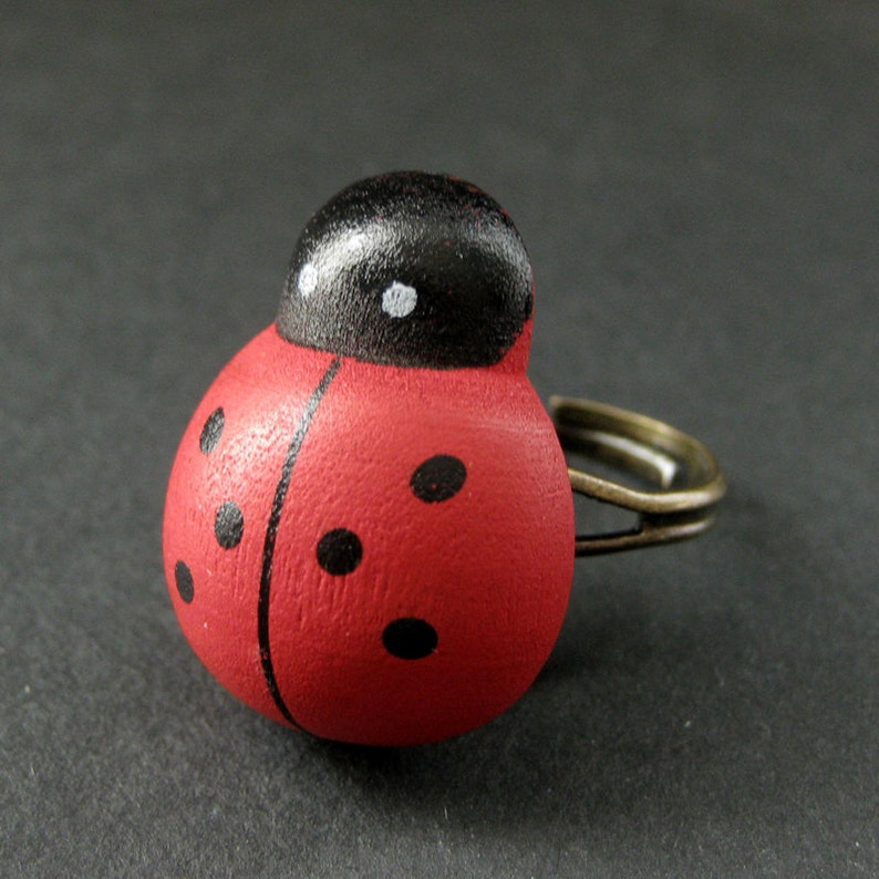 Ladybug Ring. Lady Bug Ring in Bronze. Adjustable Ring. Handmade ...
