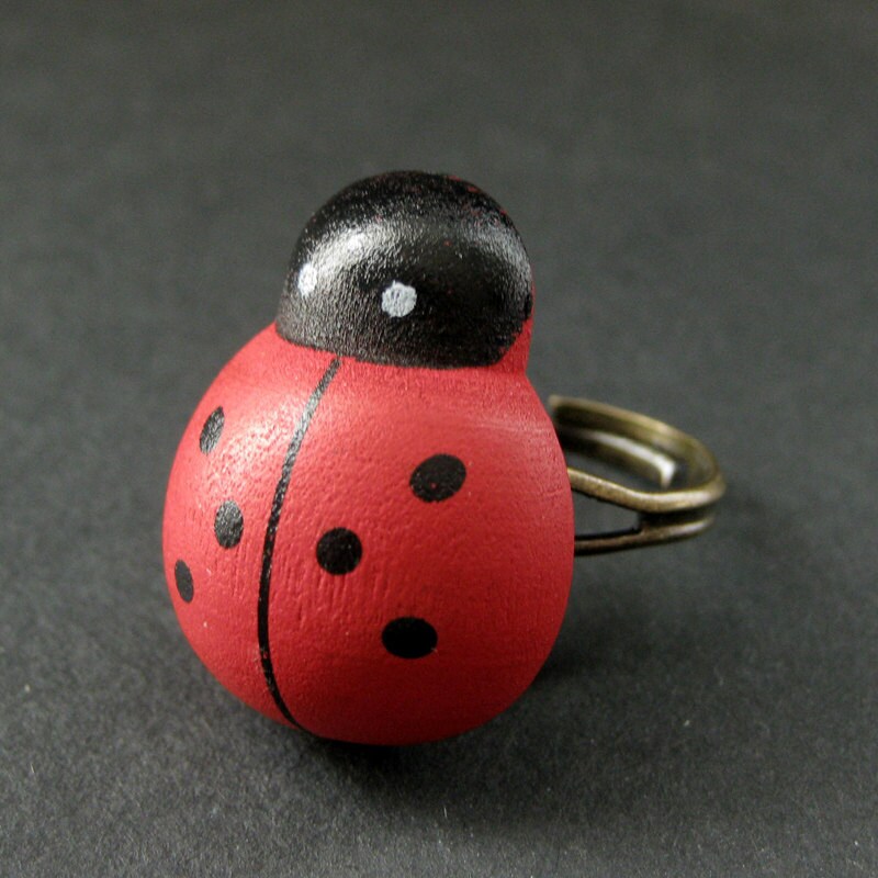 Ladybug Ring. Lady Bug Ring in Bronze. Adjustable Ring. Handmade ...