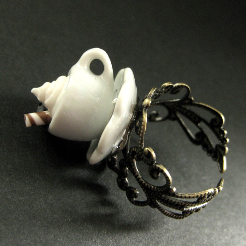 Ice Cream Ring. Dessert Ring. Teacup Ring in White With Whipped Topping ...